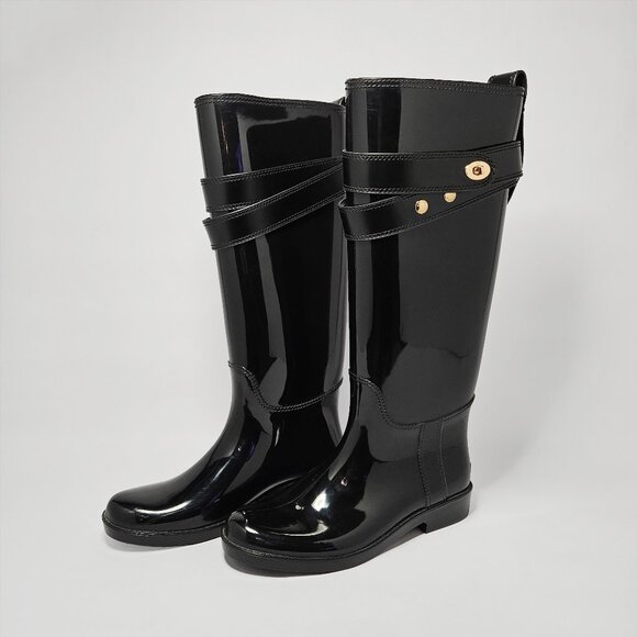 Coach | Shoes | Coach Tara Black Rubber Rain Boots Us Womens 6 | Poshmark